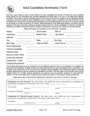 Fillable Online cpcbsa Adult Candidate Nomination Form - BSA Fax Email Print - pdfFiller