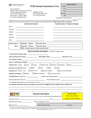 Fillable Online plantpath ifas ufl Center staff only RTDS Sample ...