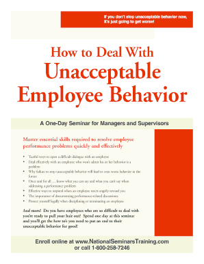Fillable Online How to Deal With Unacceptable Employee Behavior Fax ...