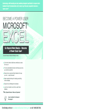 Fillable Online BECOME A POWER USER MICROSOFT EXCEL Fax Email Print ...