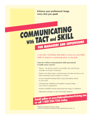 Fillable Online AN ESSENTIAL ONE-DAY WORKSHOP COMMUNICATING TACT and ...