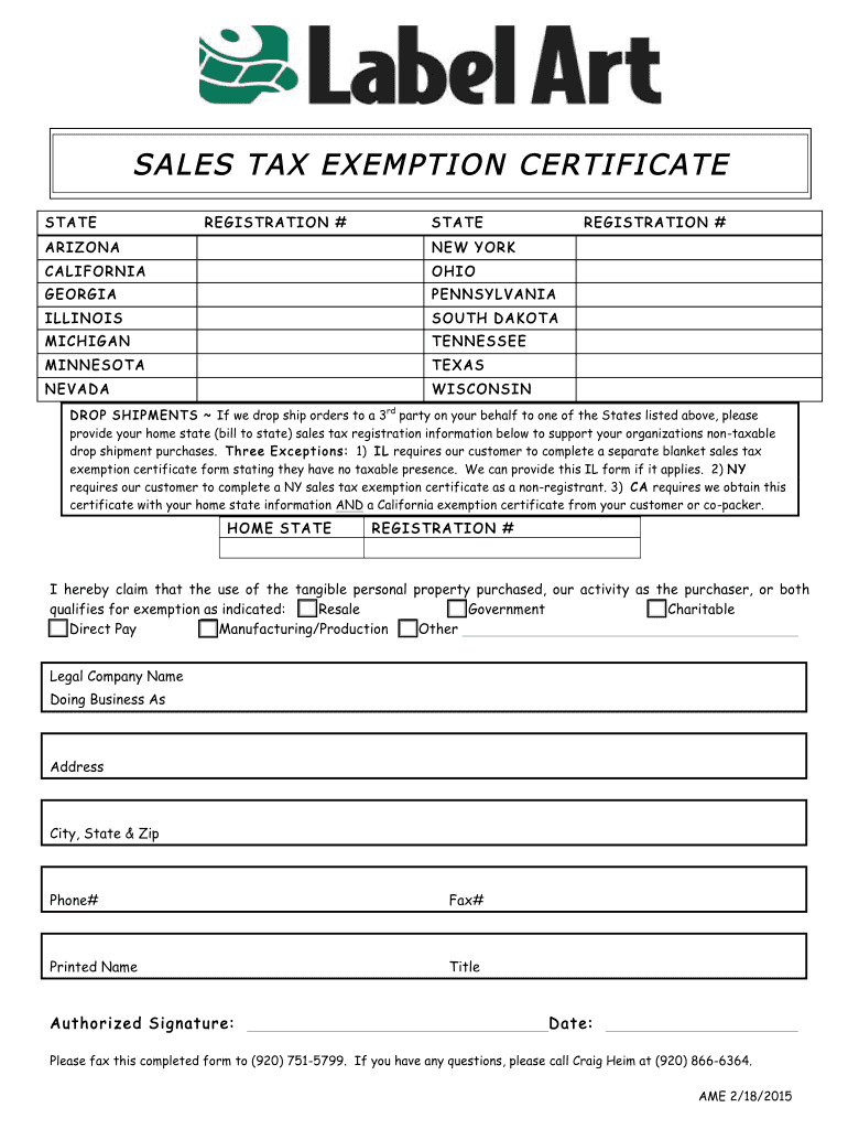 Fillable Online SALES TAX EXEMPTION CERTIFICATE - Amazon S3 Fax Email ...