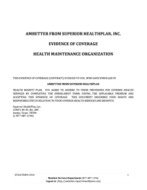 Fillable Online Ambetter from Superior HealthPlan - Evidence of ...