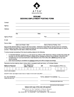 Fillable Online SEEKING EMPLOYMENT POSTING FORM Fax Email Print - pdfFiller