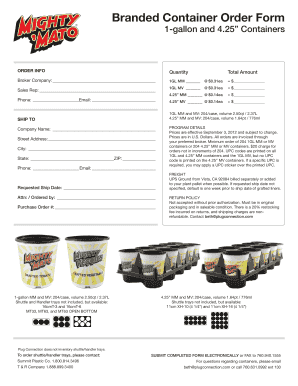 Fillable Online Branded Container Order Form - plugconnectioncom Fax ...