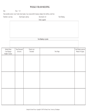 Fillable Online pbisnetwork WEEKLY TEAM MEETING - pbisnetworkorg Fax ...