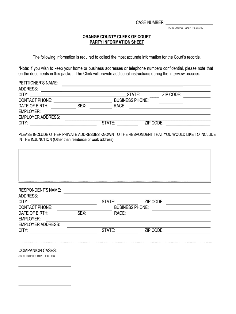 Fillable Online Injunction bPacketb A - Orange County Clerk of bCourtsb ...