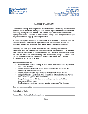Fillable Online Patient HIPAA Form click to download - Dr Fax Email ...