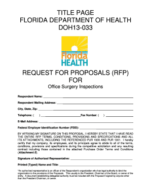 Fillable Online TITLE PAGE FLORIDA DEPARTMENT OF HEALTH DOH13033 ...