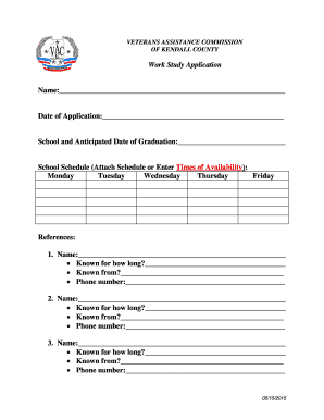 Fillable Online co kendall il VA WorkStudy Position - cokendallilus Fax ...