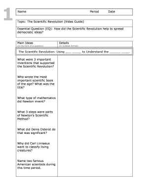 Fillable Online Unit 1 Scientific Revolution Video Notes Formdoc Fax ...