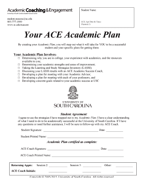Fillable Online sa sc Your ACE bAcademic Planb - Student Affairs and ...