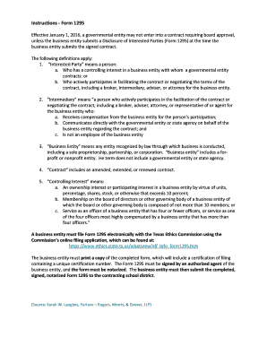 Fillable Online houstonisd Instructions - Form 1295 - houstonisd Fax ...