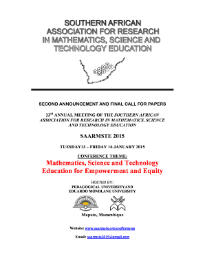 Fillable Online saarmste SAARMSTE 2015 second announcement and final ...