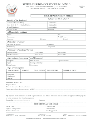 Fillable Online VISA APPLICATION FORM - Acceuil ambassade de la Fax ...