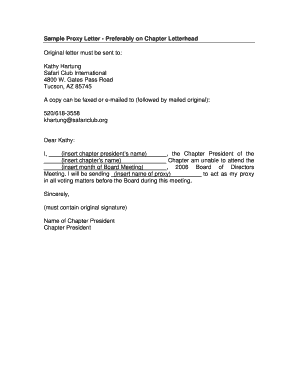 Fillable Online Sample Proxy Letter - Preferably on Chapter Letterhead ...