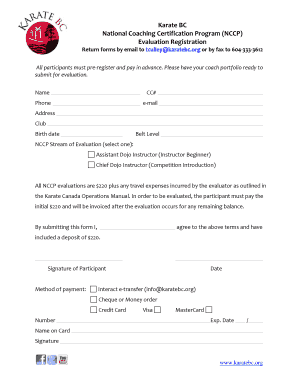 Fillable Online karatebc NATIONAL COACHING CERTIFICATION PROGRAM NCCP ...