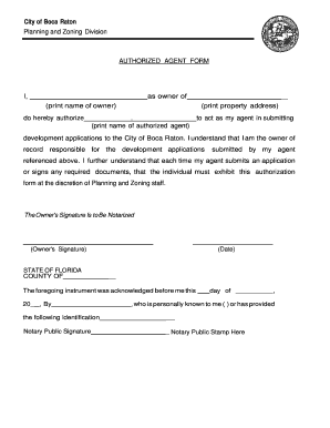 Fillable Online AUTHORIZED AGENT FORM - mybocaus Fax Email Print ...