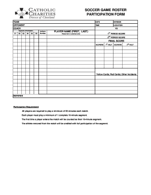 Fillable Online ccdocle SOCCER GAME ROSTER PARTICIPATION FORM ...