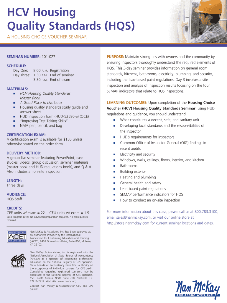 Fillable Online Quality Standards (HQS) Fax Email Print - pdfFiller