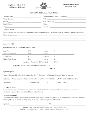 Fillable Online VENDOR APPLICATION FORM - filesctctcdncom Fax Email Print - pdfFiller