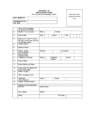 Fillable Online Annexure - III APPLICATION FORM Fax Email Print - pdfFiller