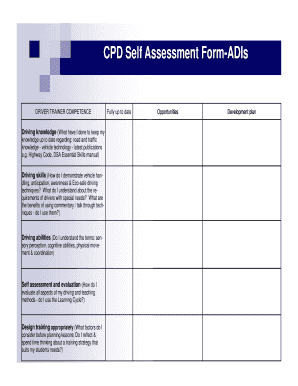 Fillable Online southerndia org CPD Self Assessment Form-ADIs ...