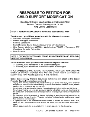Fillable Online kingcounty RESPONSE TO PETITION FOR CHILD SUPPORT ...