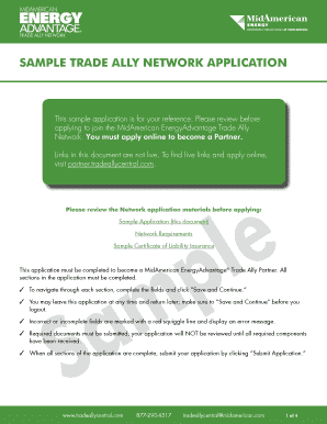 Fillable Online Sample trade ally network application - Trade Ally ...