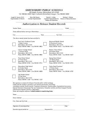 Fillable Online Incoming student Release form Fax Email Print - pdfFiller
