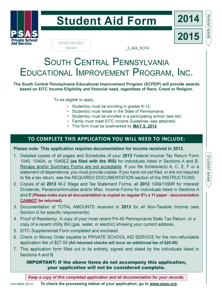 Fillable Online bishopmcdevitt OFFICE USE ONLY Barcode 2014 2015 PARENT ...