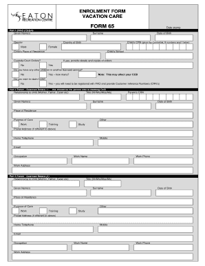 Fillable Online erc dardanup wa gov BFORM 65b - Eaton Recreation Centre ...