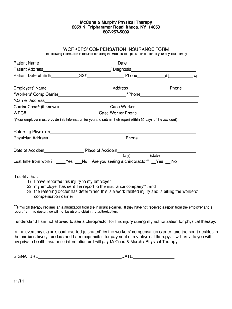 Fillable Online Workers39 compensation insurance bformb - McCune amp ...