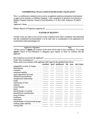 Fillable Online CONFIDENTIAL EVALUATION FOR CHAPLAINCY Fax Email Print ...
