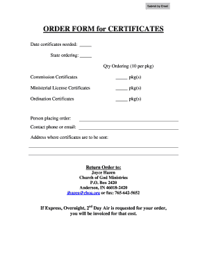 Fillable Online ORDER FORM FOR ORDERING CERTIFICATES Fax Email Print ...