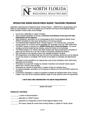 Fillable Online OPERATING ROOM REGISTERED NURSE TRAINING PROGRAM Fax ...