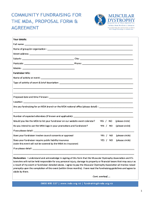 Fillable Online mda org COMMUNITY FUNDRAISING FOR THE MDA PROPOSAL FORM ...