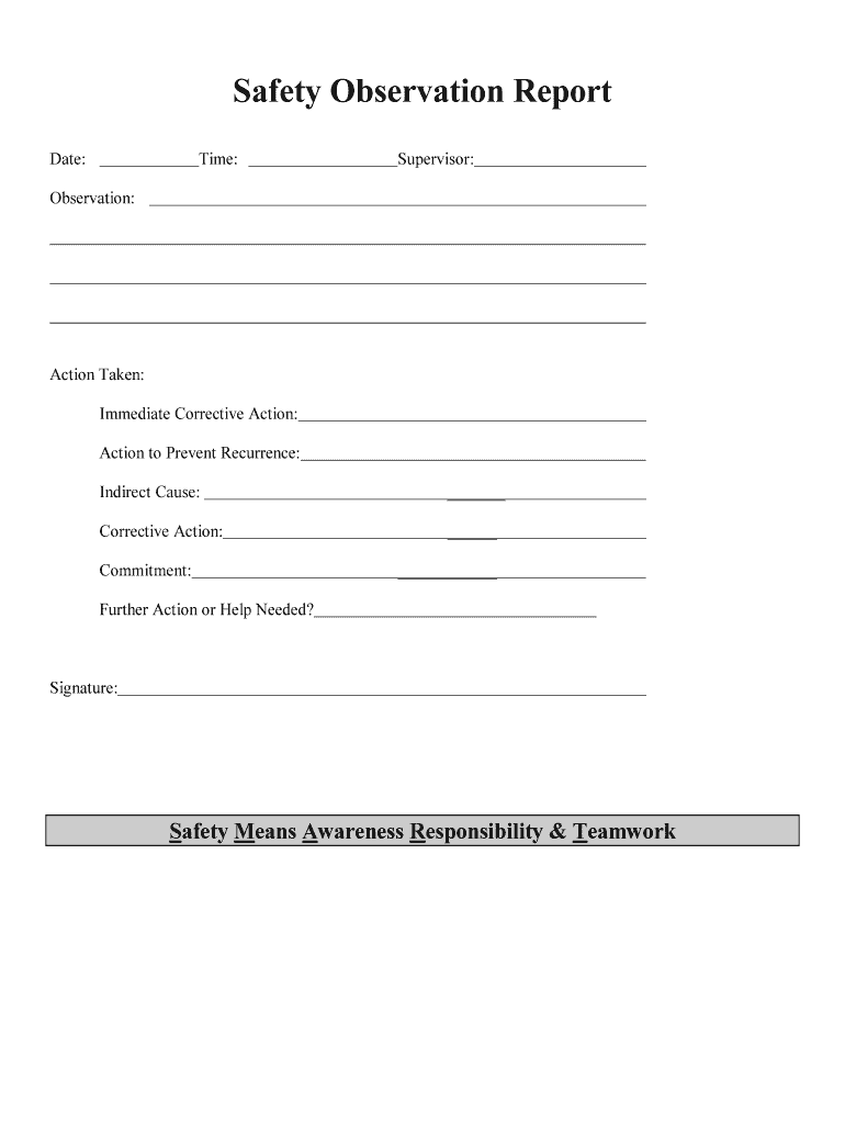 Fillable Online Safety Observation Report - SSC Construction Safety Fax ...