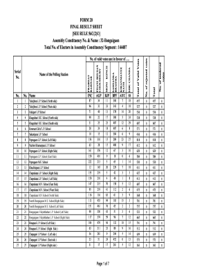 Fillable Online ceoassam nic FORM 20 FINAL RESULT SHEET SEE RULE 56C2 Assembly - ceoassam nic ...