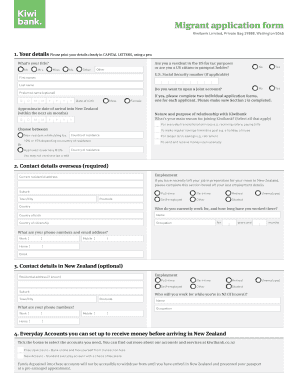 Fillable Online Migrant application form - kiwibankconz Fax Email Print ...