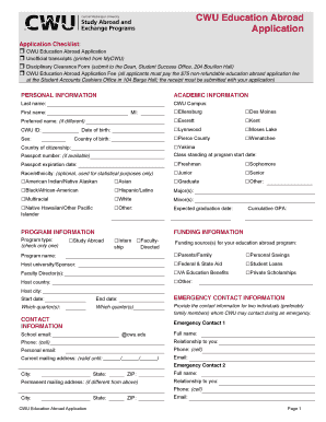 Fillable Online cwu CWU Education Abroad Application Fax Email Print - pdfFiller