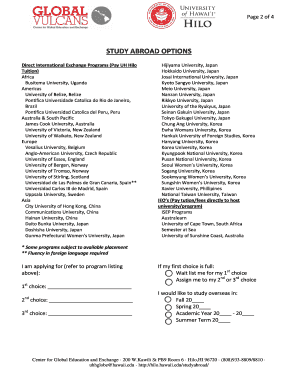 Fillable Online hilo hawaii University of Hawaii at Hilo Study Abroad ...