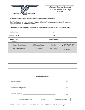 Fillable Online ESchool Course Request Form for Middle and High School ...