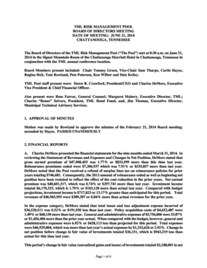 Fillable Online thepool-tn TML RISK MANAGEMENT POOL BOARD OF DIRECTORS ...