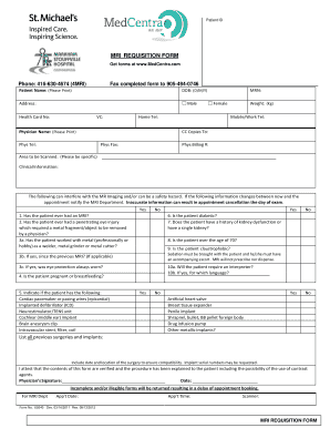 Medcentra Mri - Fill Online, Printable, Fillable, Blank | pdfFiller