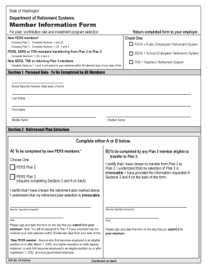 Fillable Online cwu Department of Retirement Systems Member Information Form A Fax Email Print ...