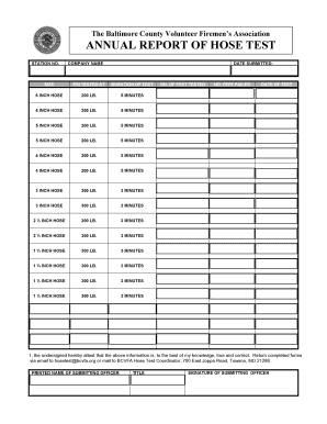 Fillable Online bcvfa Annual Hose Test Master Form - Baltimore County ...