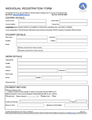 Fillable Online acs asn INDIVIDUAL REGISTRATION FORM - acsasnau Fax ...