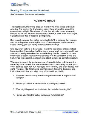 Hummingbird Passage Answers - Fill Online, Printable, Fillable, Blank ...