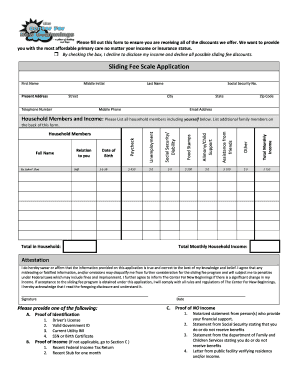 Fillable Online nbeginnings Sliding Fee Scale Application - the Center ...